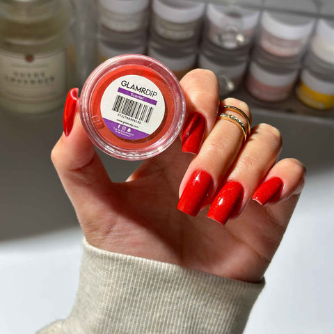 Scarlet True Red Nail Powder | Classic Nail Designs | GLAMRDiP